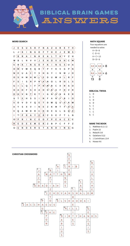 Biblical Brain Game Answers - Alter Dementia